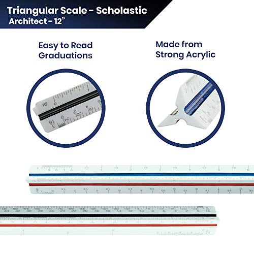 Pacific Arc Architect Triangle Scale Ruler 12 Inch with Acid Etched ...