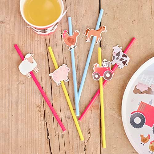Ginger Ray Farm Themed Birthday Animals Party Paper Straws Pack of 16 ...