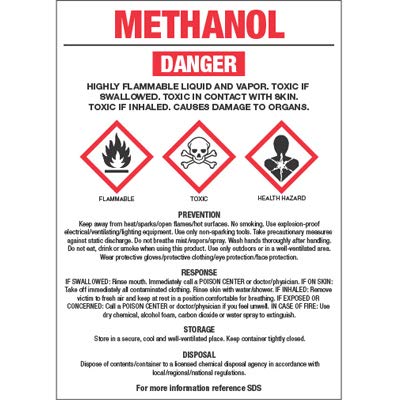 METHANOL GHS Label Pack of 5 Each tillescenter Packaging & Shipping ...