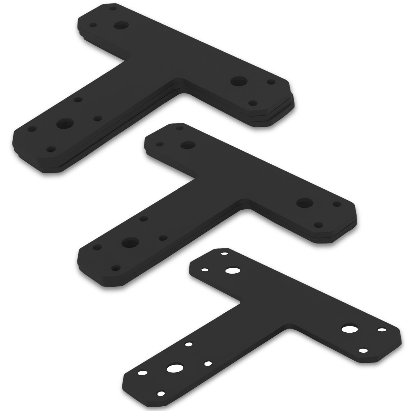 6 Pack Post Beam Connectors T Plate, Black T Tie Plates, Heavy Duty ...
