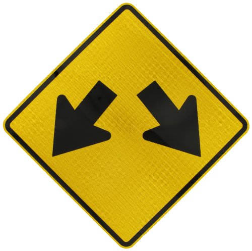 Tapco W12-1 High Intensity Prismatic Warning Sign, Legend "Two Downward ...