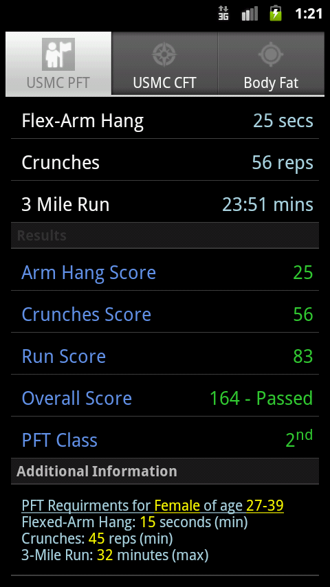 USMC PFT & CFT Calculator: Amazon.ca: Appstore for Android