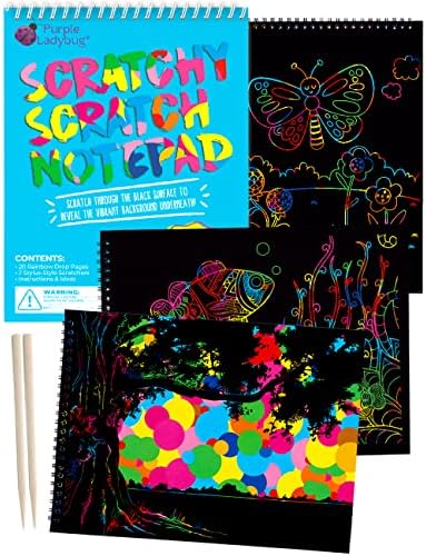 PURPLE LADYBUG Scratchy Scratch Notepad: 20 Pages Big Rainbow Scratch ...