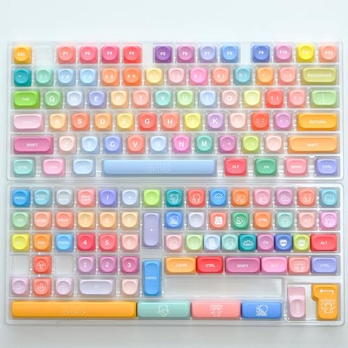 ILYCHEEGAMI PBT Cute Gradual Colourful MOA Height Round Keycap Set for ...