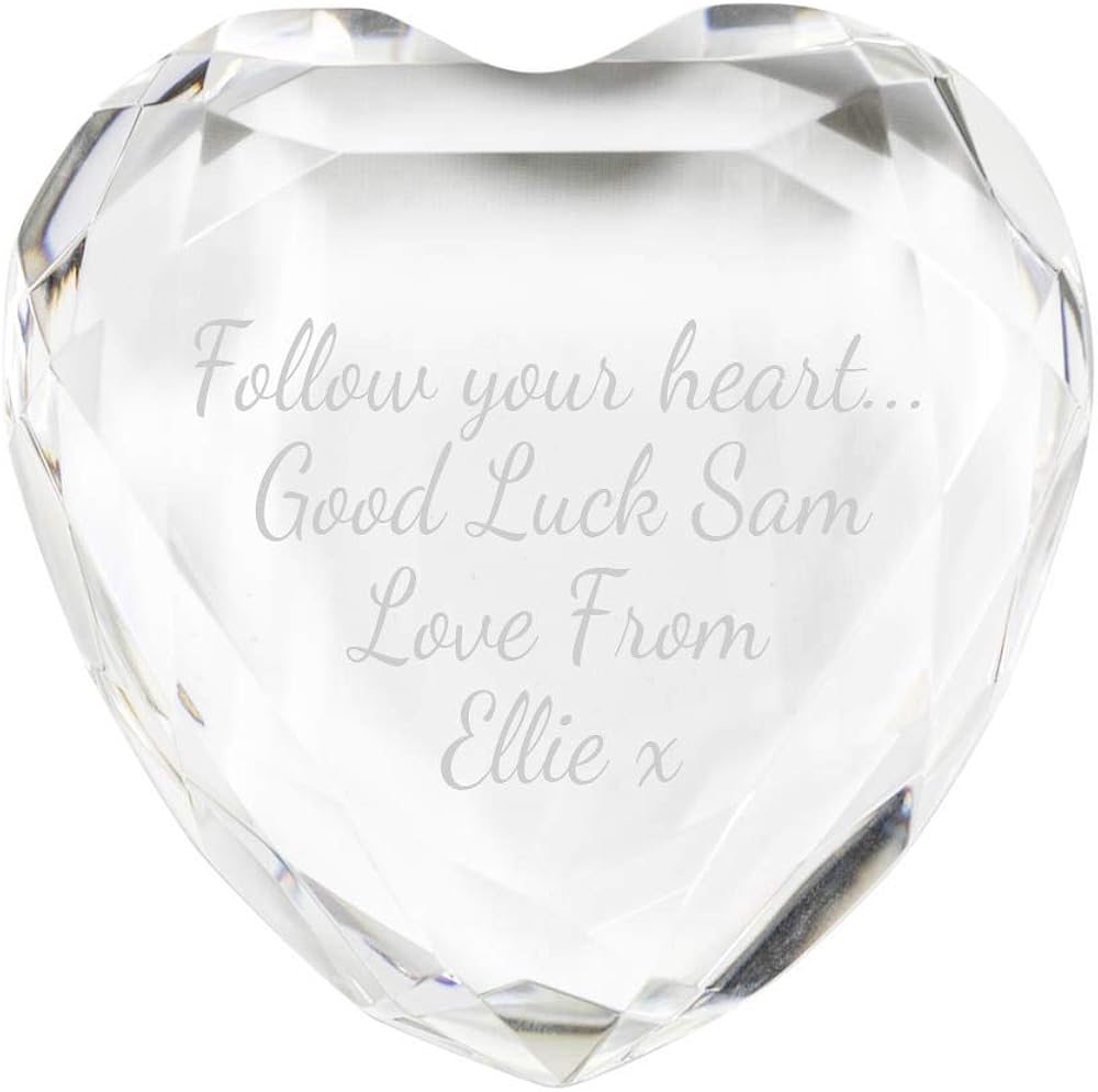 Personalised Glass Heart Crystal Paperweight - Engraved With Your ...