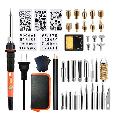 Wood Pyrography Kit, Genround Wood Burning Kit with Stencils 54pcs Wood ...