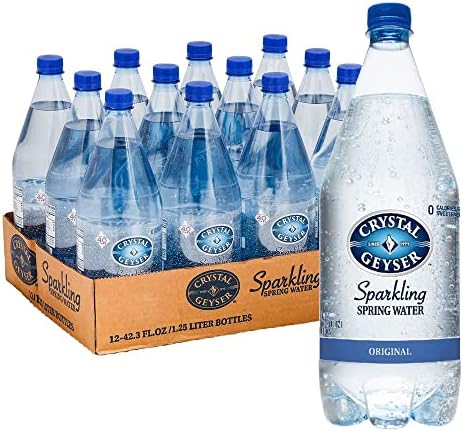 Crystal Geyser Natural Sparkling Spring Water, Unflavored, 12 Pack, Large 42 oz Bottles, No ...