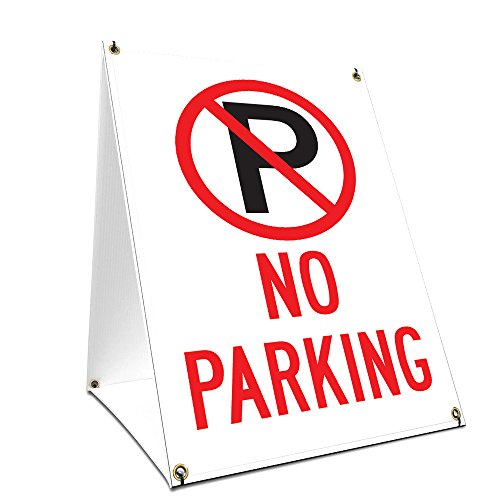 A-Frame Sidewalk No Parking Sign with Graphics On Each Side | 24" X 36 ...