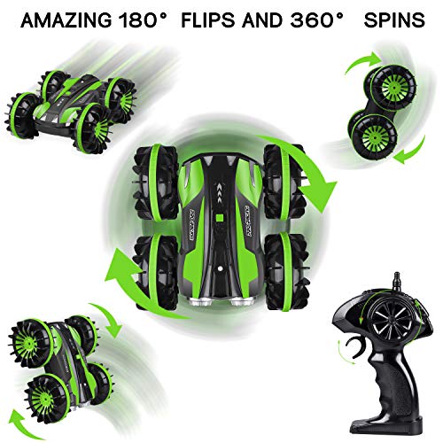 YEZI Amphibious RC Stunt Car for Kids 2.4 GHz 4WD Remote Control Boat Waterproof RC Monster ...