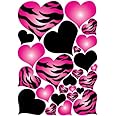 Amazon.com: Hot Pink Radial, Zebra Print Heart Wall Decals Stickers ...