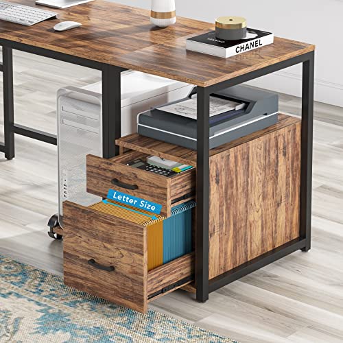 Tribesigns 70 Inch L Shaped Desk with Bookcase and Cabinet, Industrial ...