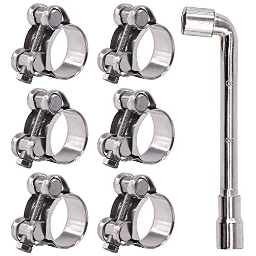 Glarks 6Pcs 26-28mm T-Bolt Hose Clamps 304 Stainless Steel Heavy Duty ...