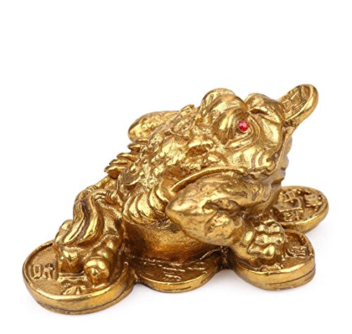 Amazon.com: Brass Feng Shui Money Frog Three Legged, Wealth Frog ...
