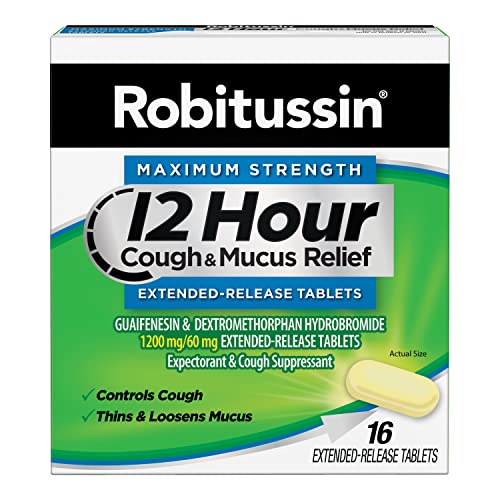 Robitussin Maximum Strength 12 Hour Cough and Mucus Relief, Expectorant ...