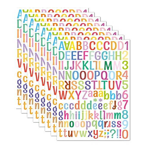 8 Sheets Alphabet Stickers Colored waterproof Letter Stickers Vinyl ...