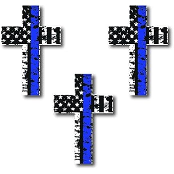 Amazon.com: 4 Pack Thin Blue Line Cross Blue Lives Matter Flag Vinyl ...
