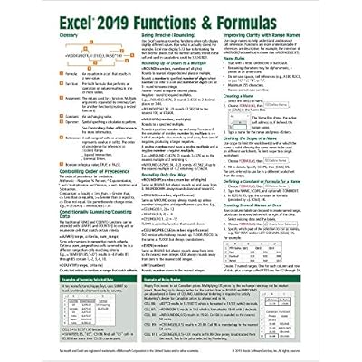 Buy Microsoft Excel 2019 Functions & Formulas Quick Reference Card - Windows Version 4-page ...