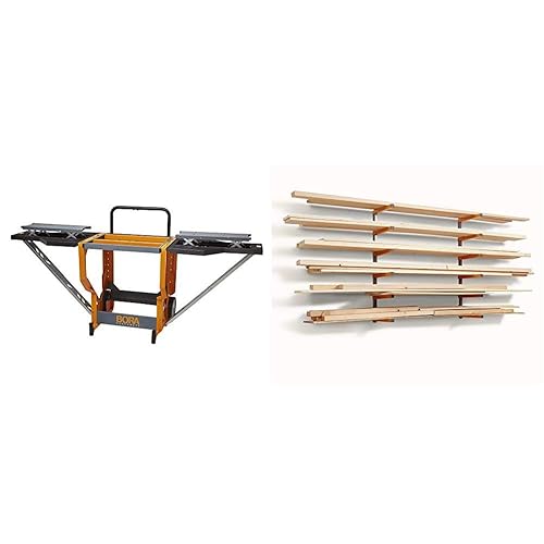 Bora Portamate Miter Saw Stand Work Station & Wood Organizer and Lumber ...