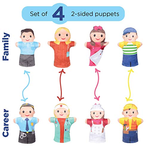Milliard 4 Double-Sided Puppet Family of Community Helpers 4 Puppets, 8 ...