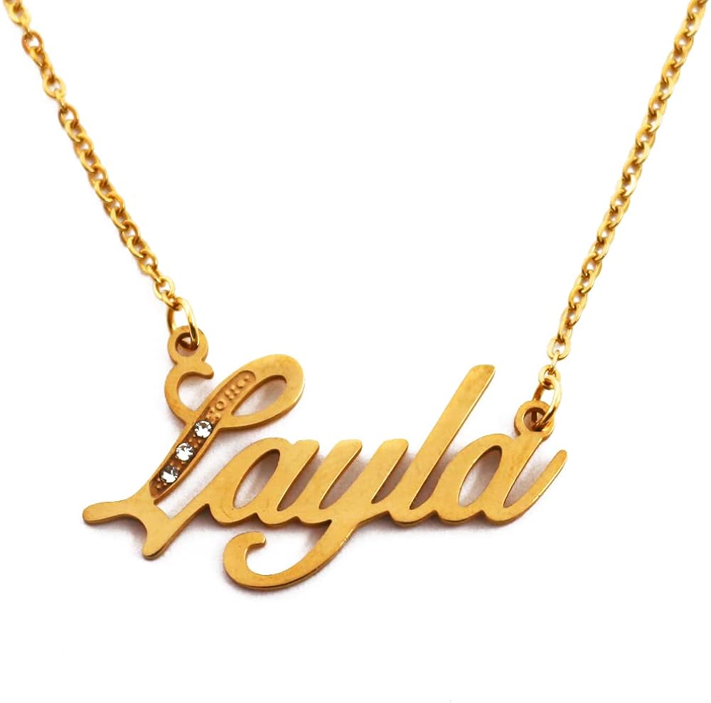 Kigu Name Necklace Layla - Gold Tone - Custom Name Necklace ...