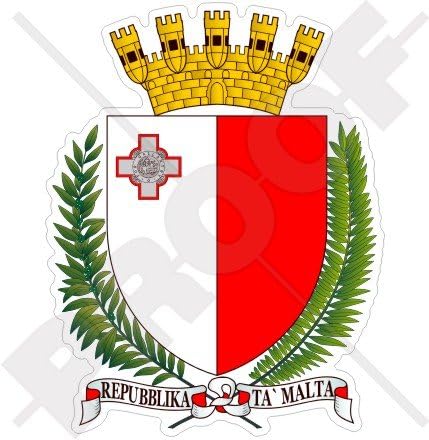 MALTA Maltese Coat of Arms Badge Crest 100mm (4") Vinyl Bumper Sticker ...