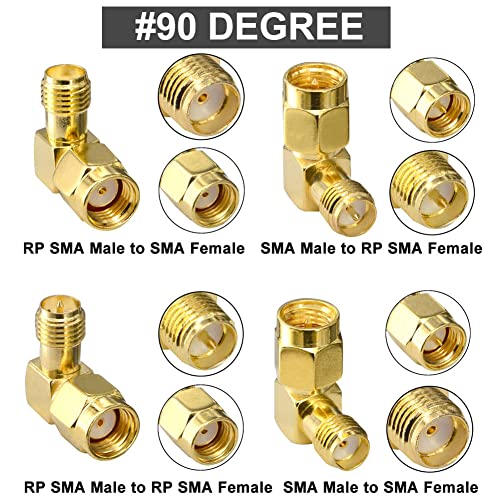 YOTENKO SMA Connectors 18pcs SMA Adapter Kit SMA RP-SMA Male Female ...