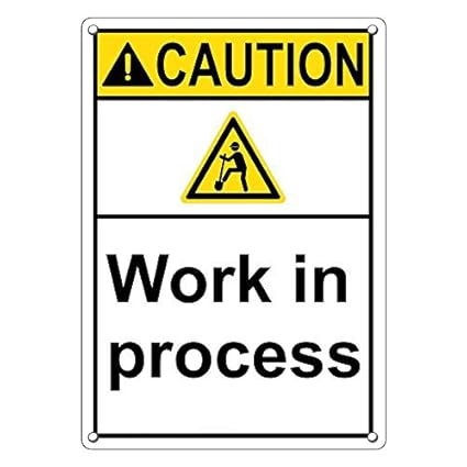 Amazon.com: Weatherproof Plastic Vertical ANSI Caution Work in Process ...