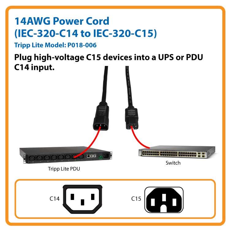 6ft 14awg Power Cord Heavy Duty C14-C15 : Amazon.ca: Electronics