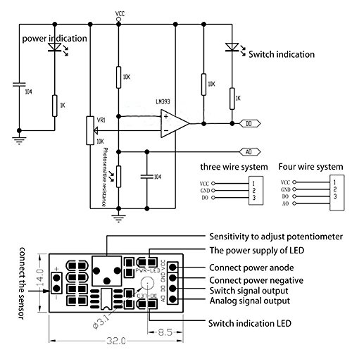 Gowoops 10 PCS of Digital Light Intensity Detection Photosensitive Sensor Module for Arduino ...