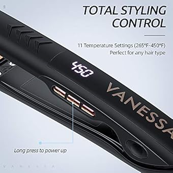 VANESSA PRO Flat Iron Hair Straightener, 100% Pure Titanium Flat Iron ...
