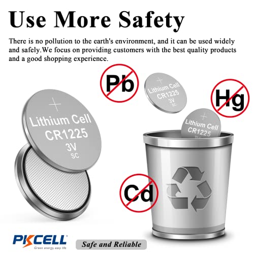 PKCELL 50-Pack CR1225 Battery, 3V Lithium Button Coin Cell for Car Key | Pricepulse