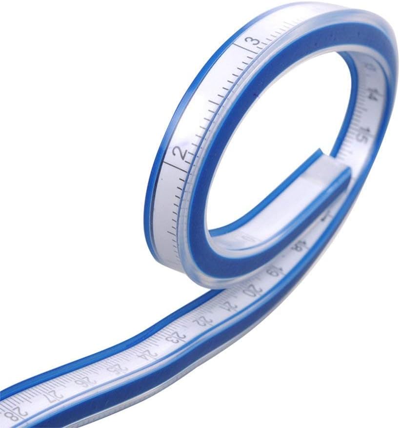 2 Pieces Flexible Curve Ruler Plastic Measurement Tool for Engineering ...