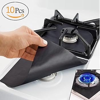 Amazon.com: Shovan GRP-01 PTFE Non-stick Gas Range Protectors, Black ...