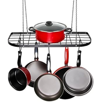 Amazon.com: Cooks Standard Ceiling Mounted Wooden Pot Rack, 24 by 18 ...