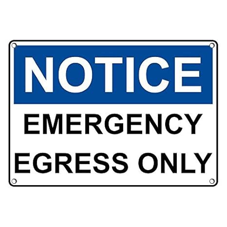 Amazon.com: Weatherproof Plastic OSHA Notice Emergency Egress Only Sign ...