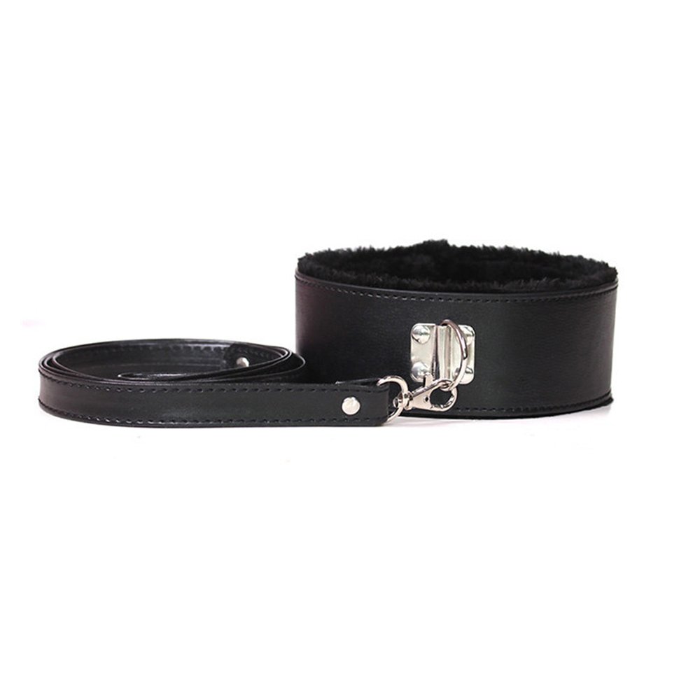 Sangexin Fuax Leather Soft Neck Choker Collar With Chain Detachable ...