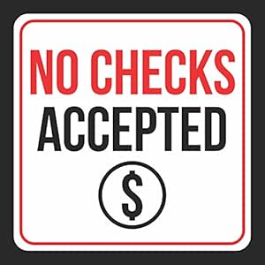 Amazon.com : 2 Pk Aluminum No Checks Accepted Print Money Symbol ...