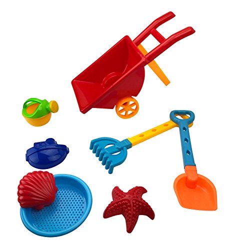 Beach Wheelbarrow Wagon Toy Set for Kids with Sand Shovel & Sifting ...
