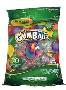 Amazon.com : Crayola Color Your Mouth Gum Balls (20 Individually ...