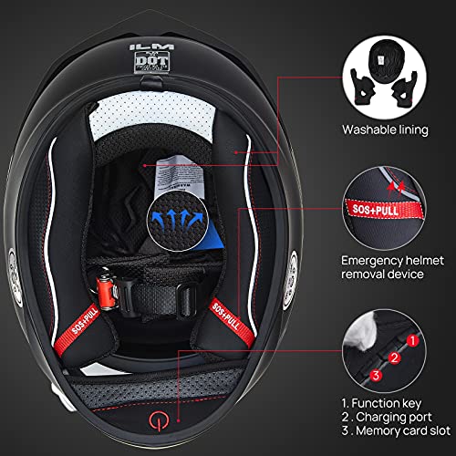 ILM Touch Built-in Bluetooth Integrated Full Face Motorcycle Helmet ...
