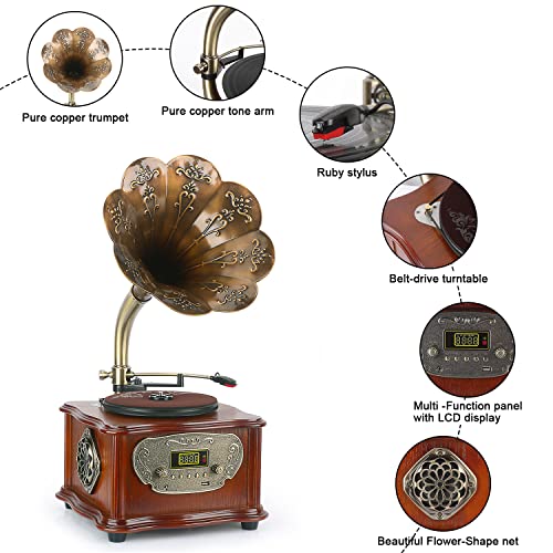 Vintage Classic Retro Phonograph Gramophone Vinyl Record Player ...