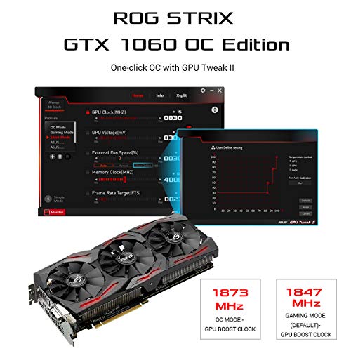 ASUS GeForce GTX 1060 6GB ROG Strix OC Edition VR Ready HDMI 2.0 DP 1.4 ...