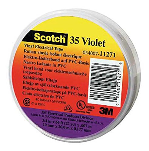 3M Scotch Vinyl Color Coding Electrical Tape 35, 1/2" x 20', Violet ...