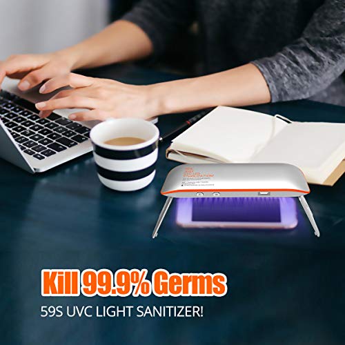 UV Light Sanitizer Portable Ultraviolet Sterilizer Chargeable Disinfector for Home Office Travel ...