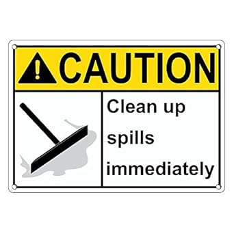 Amazon.com: Weatherproof Plastic ANSI Caution Clean Up Spills ...