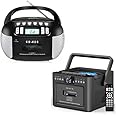 Amazon.com: Boombox Cassette CD Player Combo with Bluetooth, FM, Remote ...