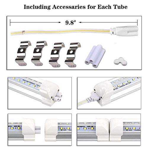 T8 8FT LED Shop Light Fixture, 72W 7200LM, 6000K Cool White, Linkable ...