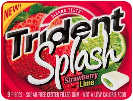 Trident Splash Strawberry Gum with Lime, 9-Piece Packages (Pack of 30 ...