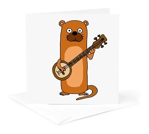 Greeting Card - Funny Cute Sea Otter Playing The Banjo Cartoon - Music ...