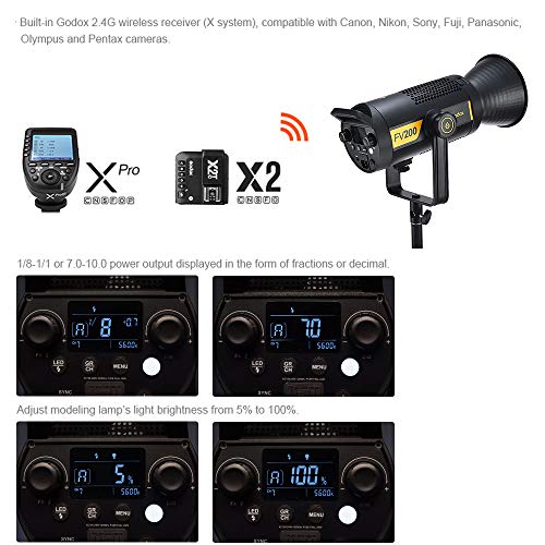 Godox FV200 200W High Speed Sync Flash and Continuous LED Light, CRI 95 ...